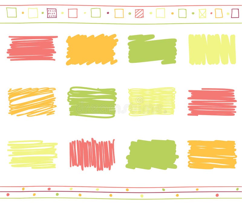 Vector Set of Scribble Elements Stock Vector - Illustration of pencil ...