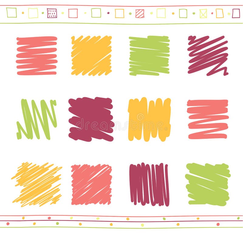 Vector Set of Scribble Elements Stock Vector - Illustration of hatching ...