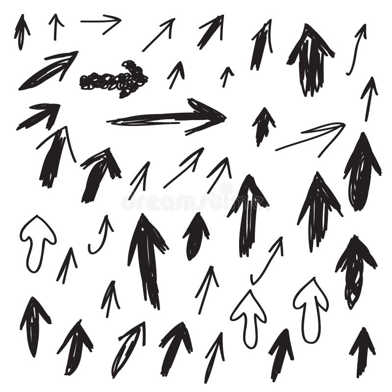 Vector Set of Scribbled Arrows. Collection of Stlylized Arrow Icons ...