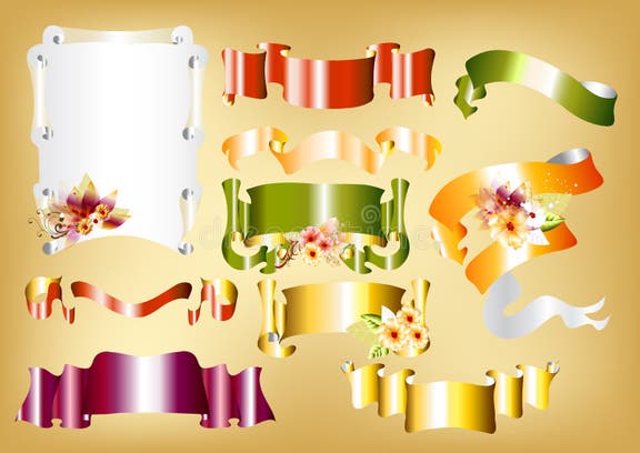 Vector Set of Scroll Banners for Design Stock Vector - Illustration of ...