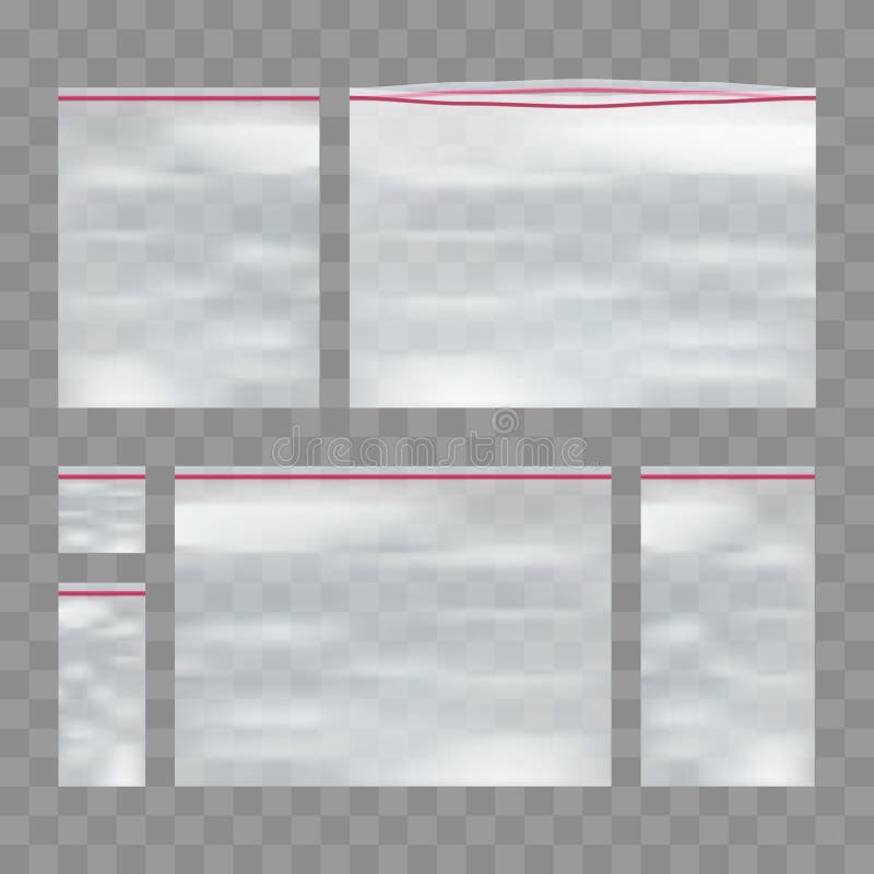 Vector Set of Sealed Empty Transparent Plastic Zip-lock Bag Stock ...