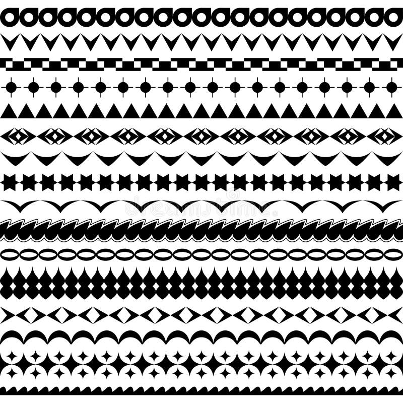 Vector Set of Seamless Brushes with Geometric Patterns Stock Vector ...