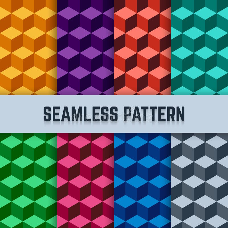 Vector Set of Seamless Geometric Patterns in Isometric Stock Vector ...