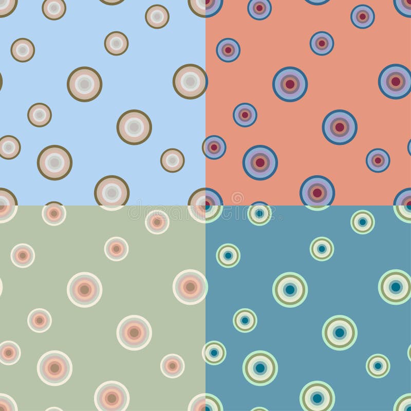Vector Set of Seamless Pattern of Concentrated Circles Stock Vector ...