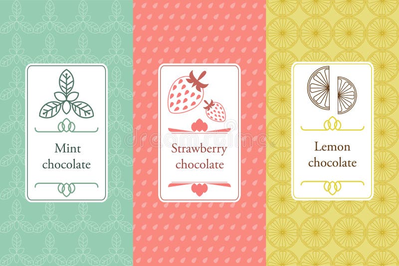 Vector Set of Seamless Pattern and Labels for Chocolate Stock Vector ...