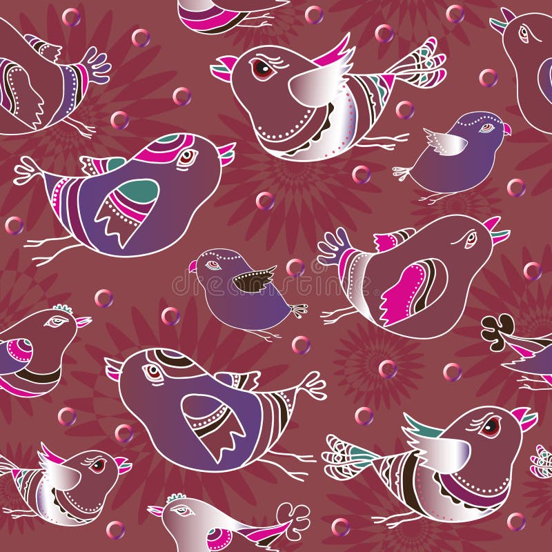 Vector Set Seamless Patterns with Cartoon Birds Stock Vector ...