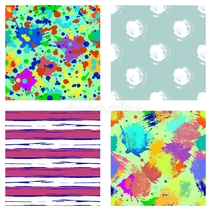 Vector Set of Seamless Patterns, Tiles with Inc Splash, Blots, Smudge ...