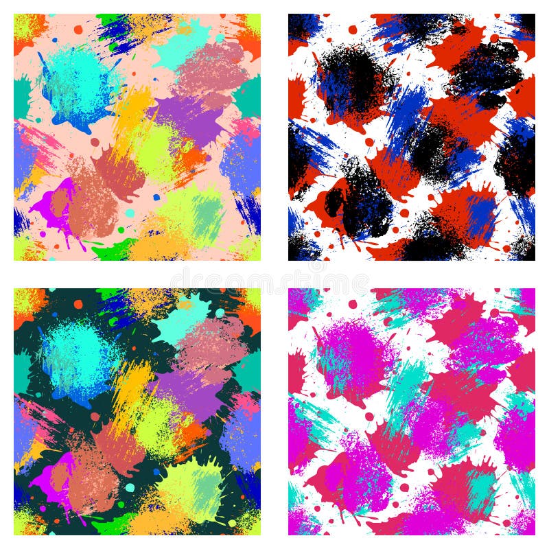 Vector Set of Seamless Patterns, Tiles with Inc Splash, Blots, Smudge ...