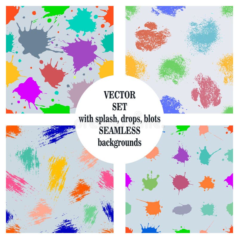 Vector Set of Seamless Patterns, Tiles with Inc Splash, Blots, Smudge ...