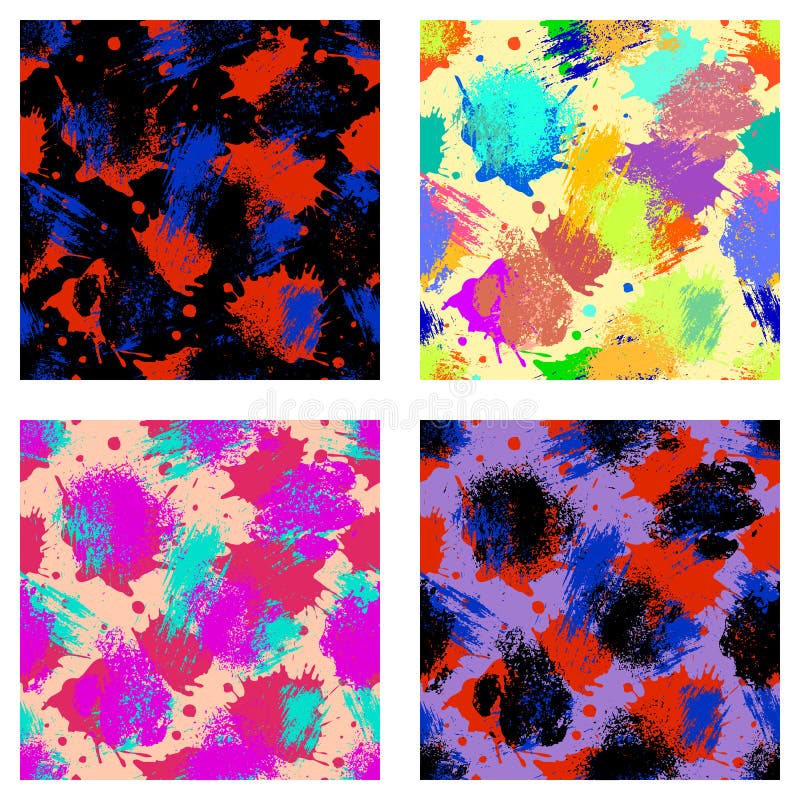 Vector Set of Seamless Patterns, Tiles with Inc Splash, Blots, Smudge ...