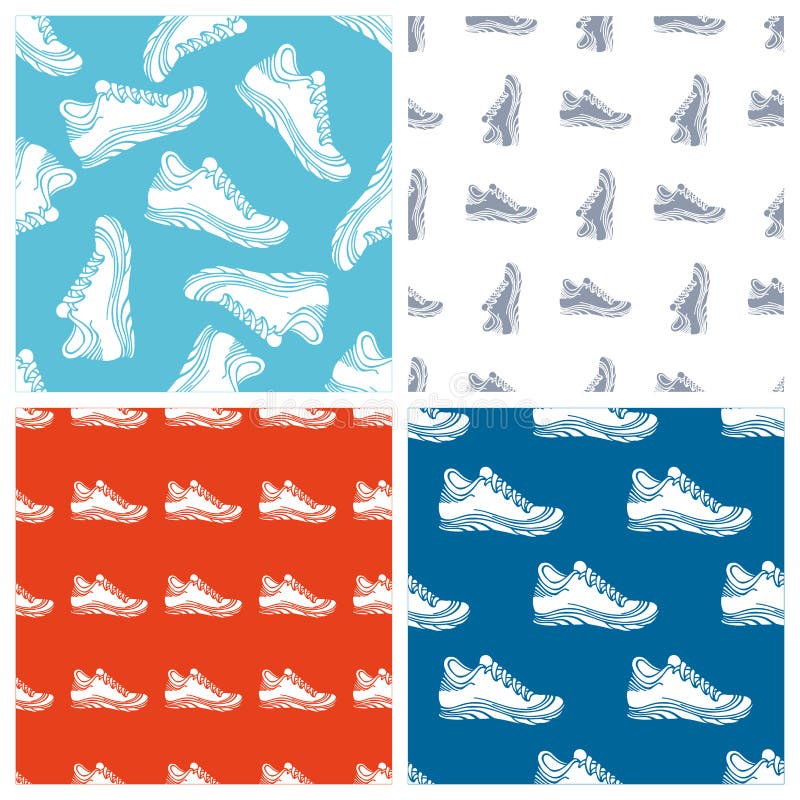Vector Set of Seamless Shoes Patterns. Stock Vector - Illustration of ...