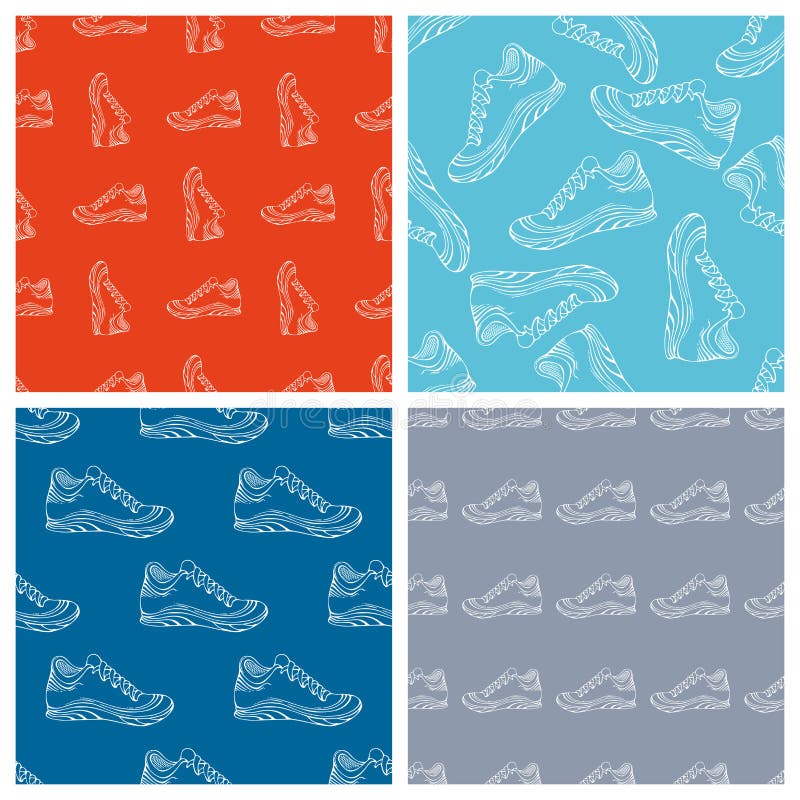 Vector Set of Seamless Shoes Patterns. Stock Vector - Illustration of ...