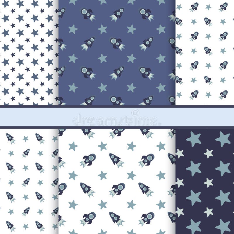 Vector Set of Seamless Space Vector Patterns (tiling) Stock Vector ...