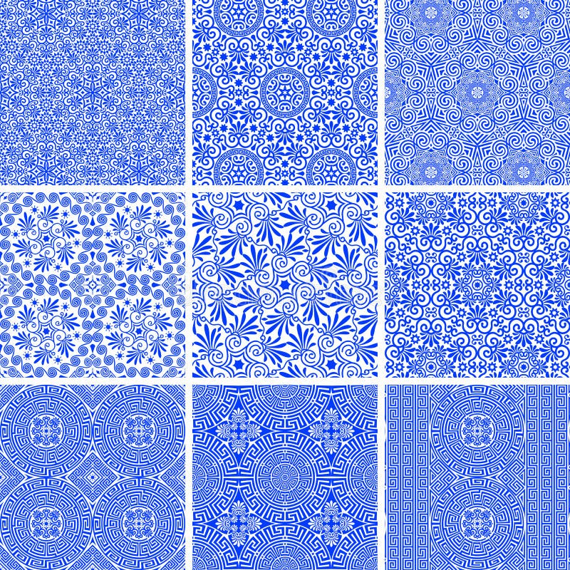 Vector Set Of Greek Traditional Seamless Tiled Patterns 2 Stock Vector ...