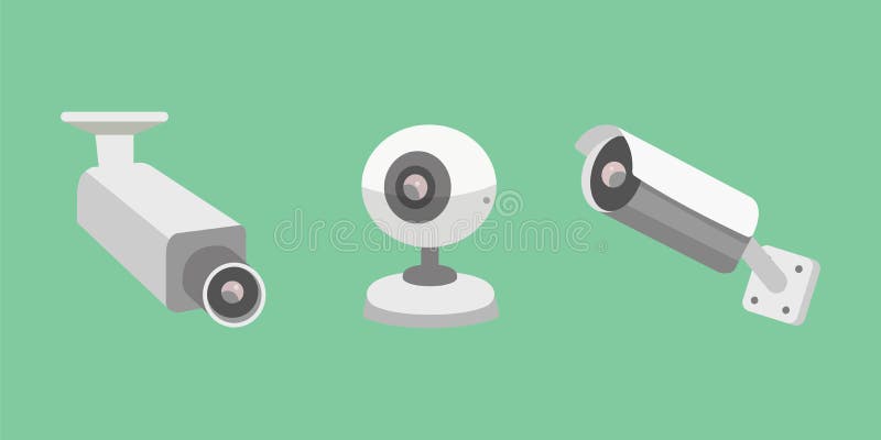 Vector Set Security Camera. CCTV Cartoon Illustration. Safety and ...