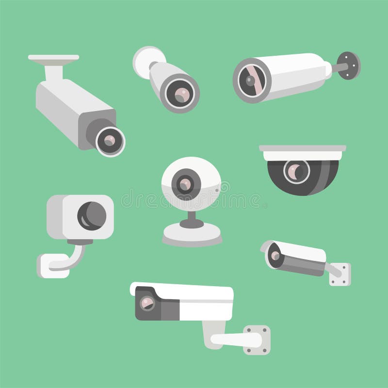 Vector Set Security Camera. CCTV Cartoon Illustration. Safety and ...