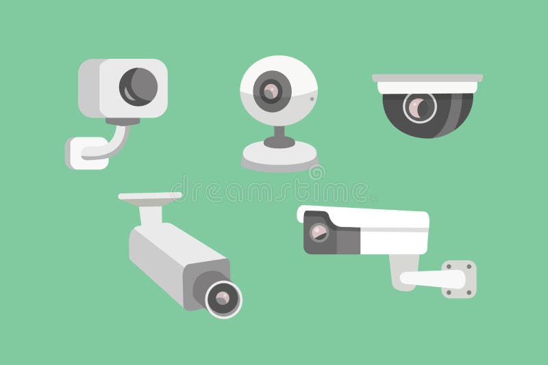 Vector Set Security Camera. CCTV Cartoon Illustration. Safety and ...