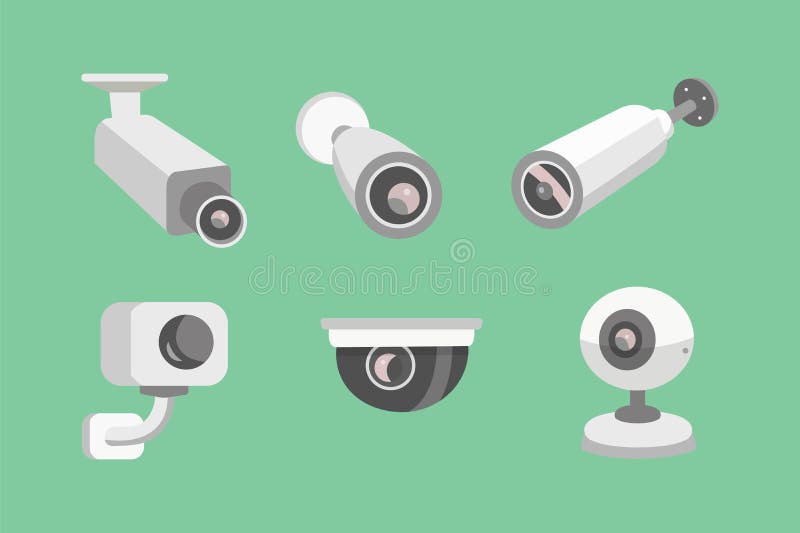 Vector Set Security Camera. CCTV Cartoon Illustration. Safety and ...
