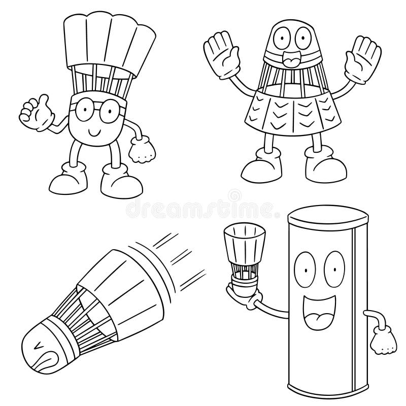 Vector set of shuttlecock stock vector. Illustration of draw - 117662290