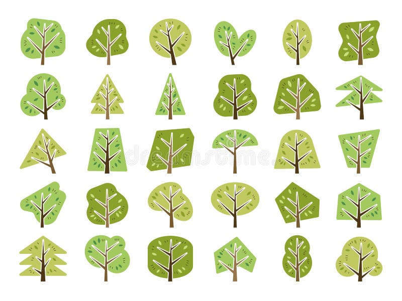 Vector Set of Side View Tree Stock Vector - Illustration of form, side ...