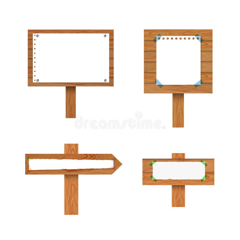 Vector Set of Signposts with Paper Sheets, Isolated Collection. Stock ...