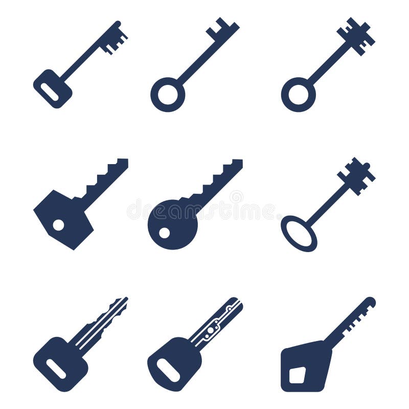 Vector Set of Silhouette Basic Key Icons Stock Vector - Illustration of ...