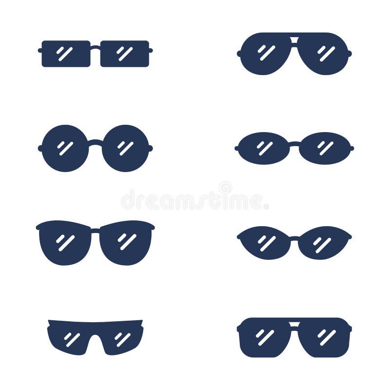 Vector Set of Silhouette Eyeglasses Icons. Stock Vector - Illustration ...