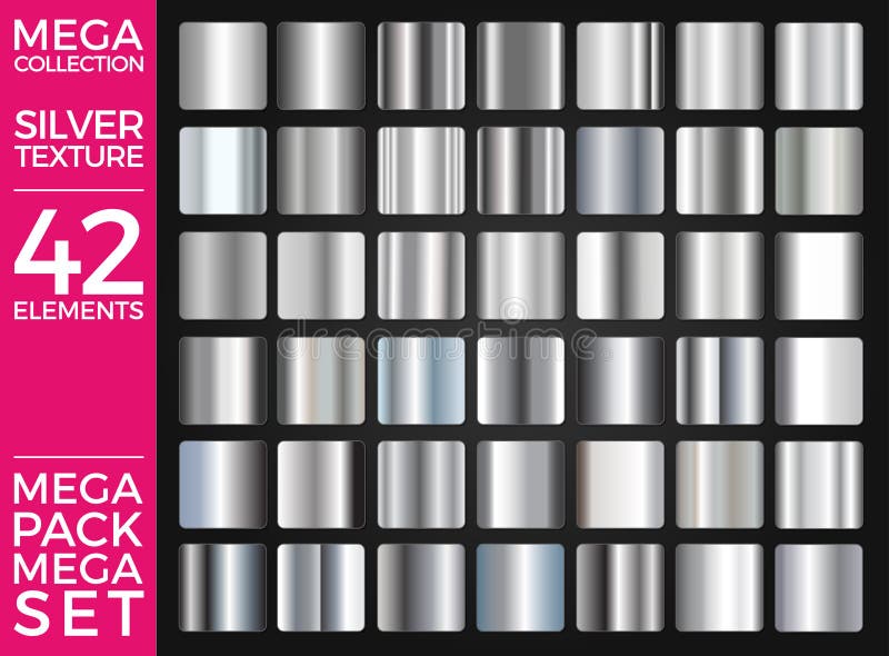 Vector Set of Silver Gradients, Silver Squares Collection, Textures ...