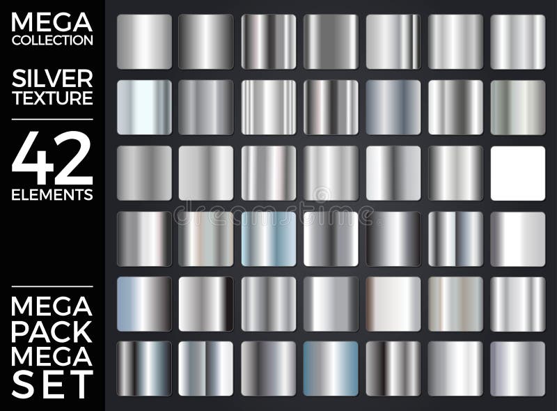 Vector Set of Silver Gradients, Silver Squares Collection, Textures ...
