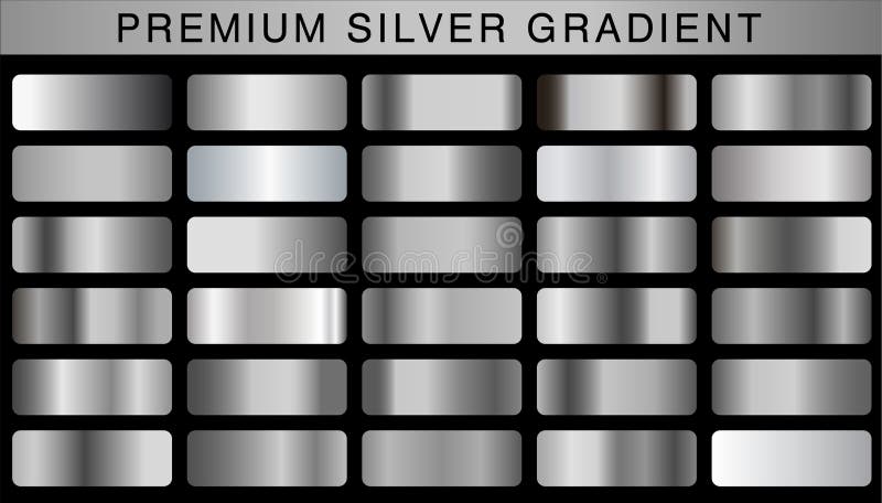 Vector Set of Silver Gradients, Silver Squares Collection. Stock Vector ...