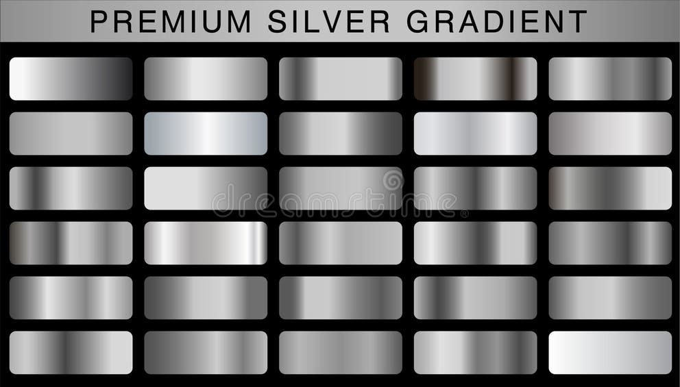 Vector Set of Silver Gradients, Silver Squares Collection. Stock Vector ...