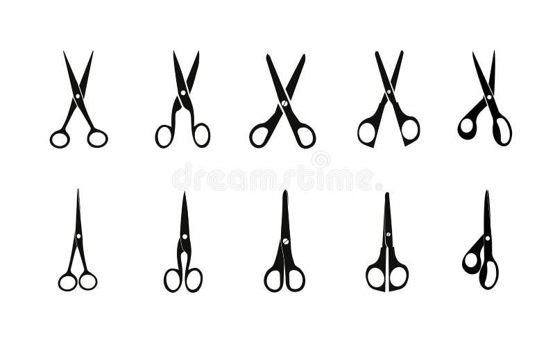 Vector Set of Simple Black and Color Scissors Stock Vector ...