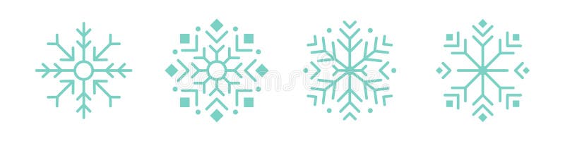Vector Set of Simple Blue Snowflake Icons. Snowflake Symbols Stock ...