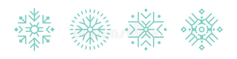 Vector Set of Simple Blue Snowflake Icons. Snowflake Symbols Stock ...