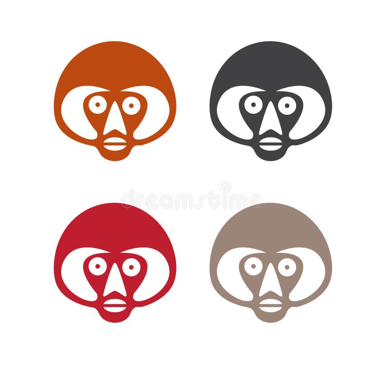 Simple Monkey Head Logo Design Stock Illustration - Illustration of ...