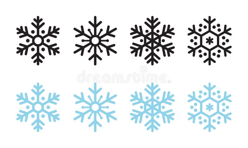Vector Set of Simple Snowflake Icons. Snowflake Symbols Stock ...