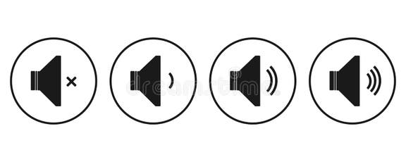 Vector Set of Simple Volume Icons Design Graphic. Volume Increase, Decrease, and Mute Meaning ...