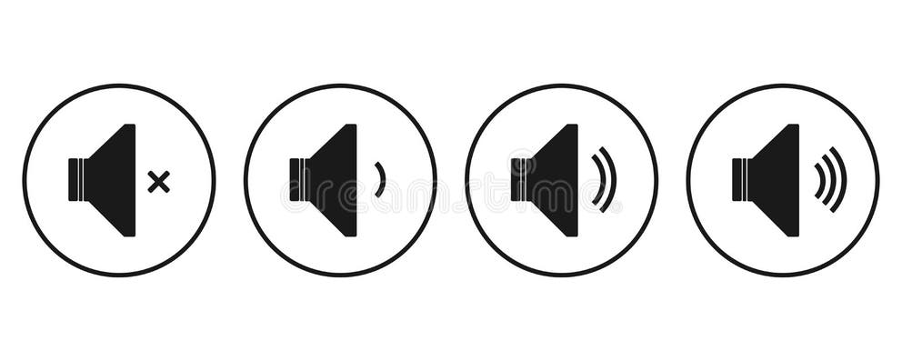 Vector Set of Simple Volume Icons Design Graphic. Volume Increase, Decrease, and Mute Meaning ...