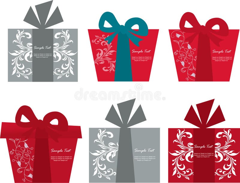 Vector Set of Six Gift Box Cards Stock Vector - Illustration of party ...