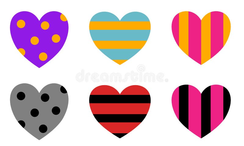 Vector set of six hearts. stock vector. Illustration of mark - 159821557