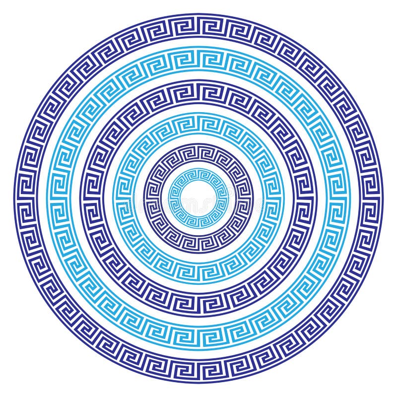 Vector Set of Six Round Greek Key Borders of Various Sizes Stock ...