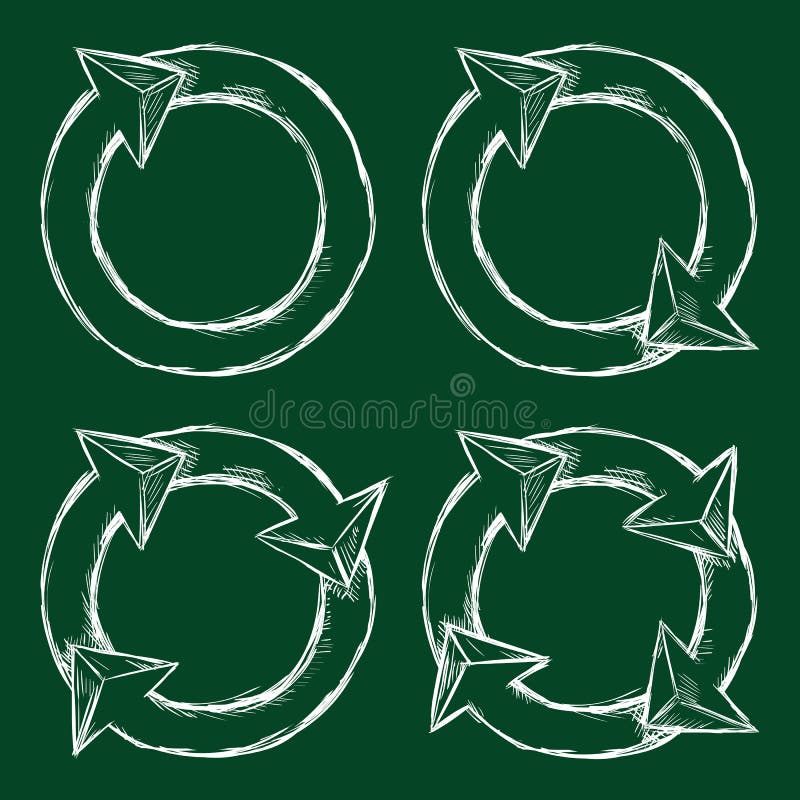 Vector Set of Sketch Circle Arrows Stock Vector - Illustration of ...