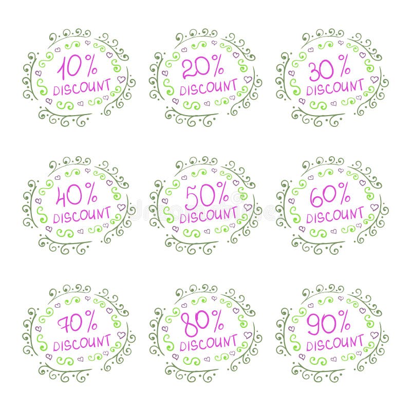 Vector Set of Sketch Discount Tags Stock Vector - Illustration of sign ...