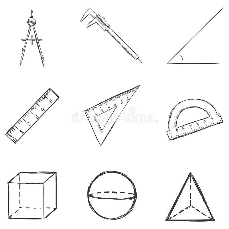 Vector Set of Sketch Geometry Icons Stock Vector - Illustration of ...