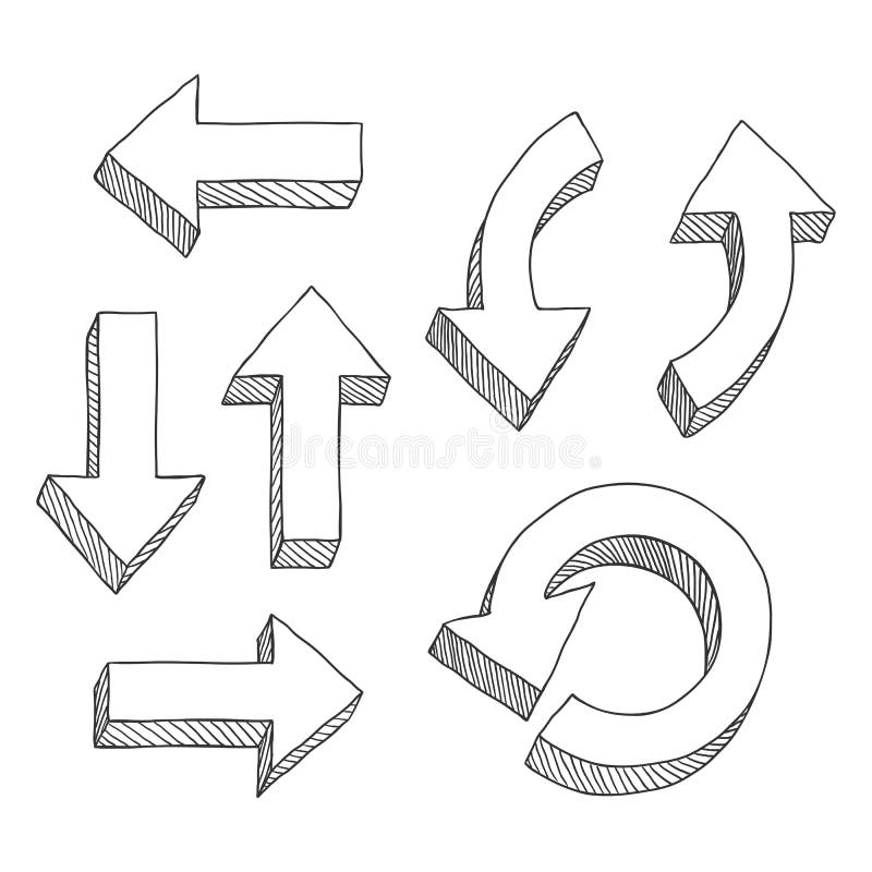 Vector Set of Sketch Hand Drawn Arrows Stock Vector - Illustration of ...