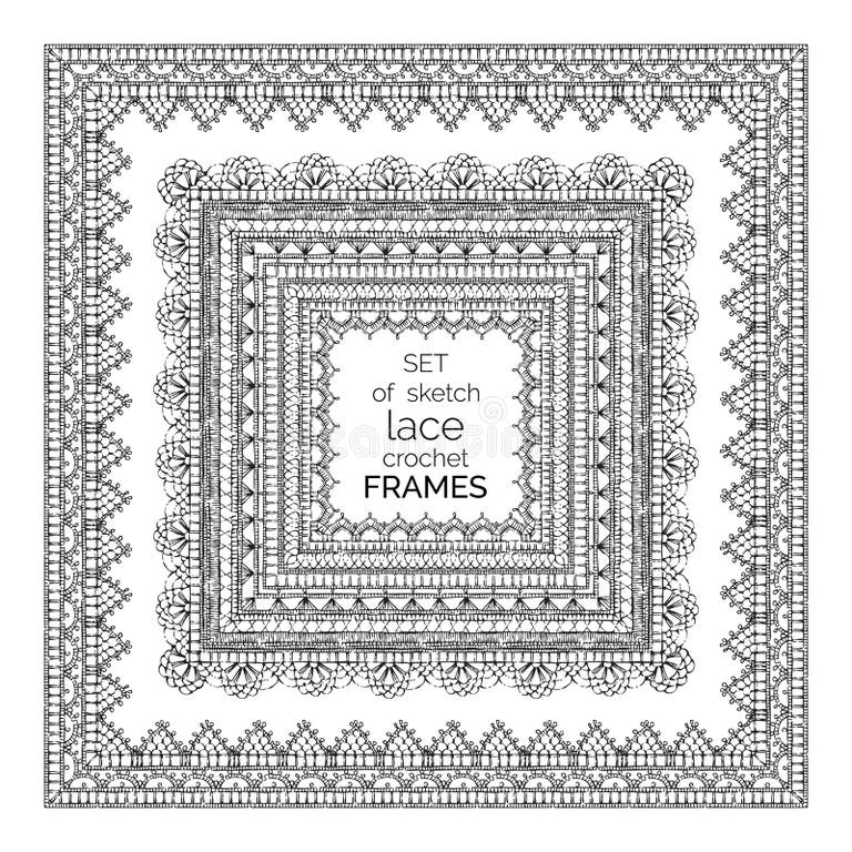 Filet Crochet Edging Patterns Stock Illustrations – 40 Filet Crochet ...