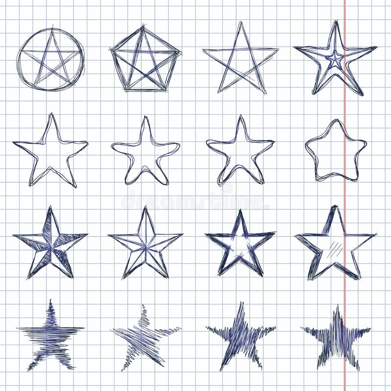 Vector Set of Sketch Stars stock vector. Illustration of hand - 214730385