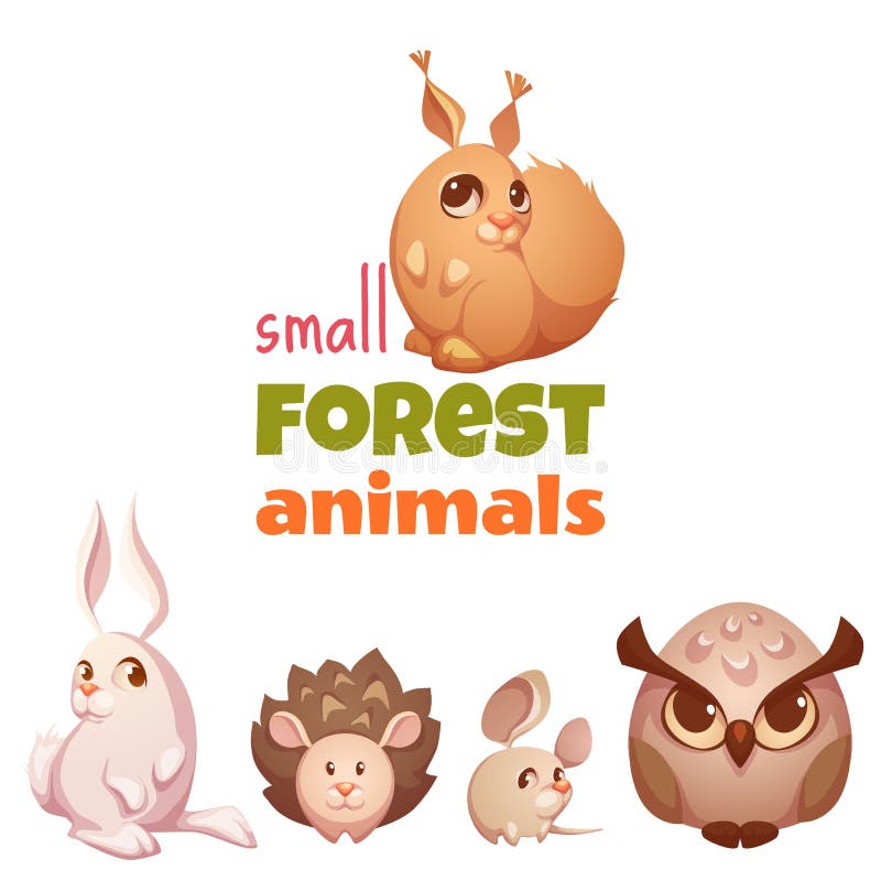 Vector Set of Small Forest Cute Animals Stock Vector - Illustration of ...