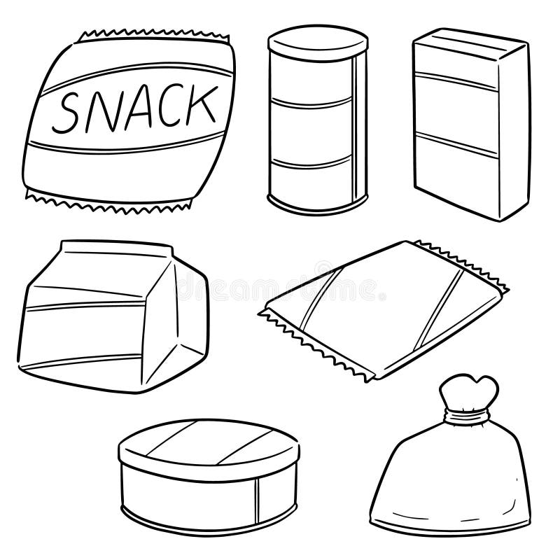 Vector set of snack stock vector. Illustration of sketching - 144513661