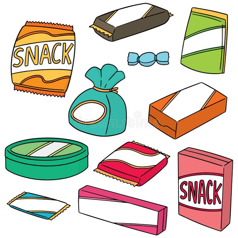 Vector set of snack stock vector. Illustration of container - 117618983